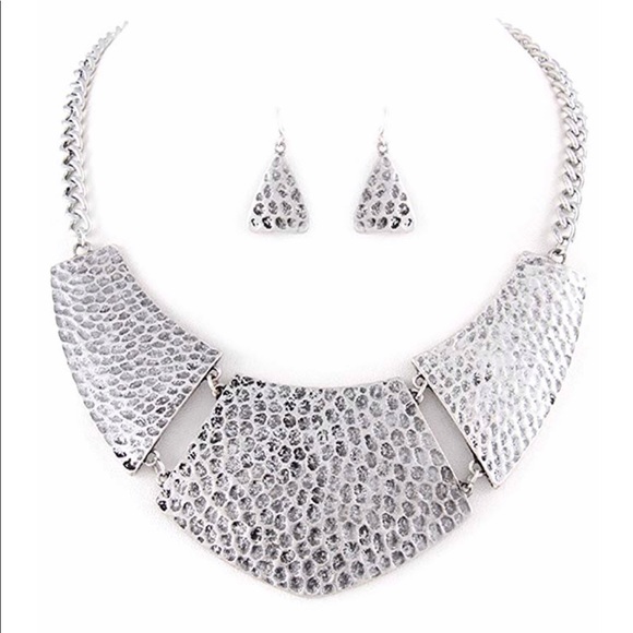 Jewelry | Tribal Hammered Moving Joint Necklace Earrings Set | Poshmark